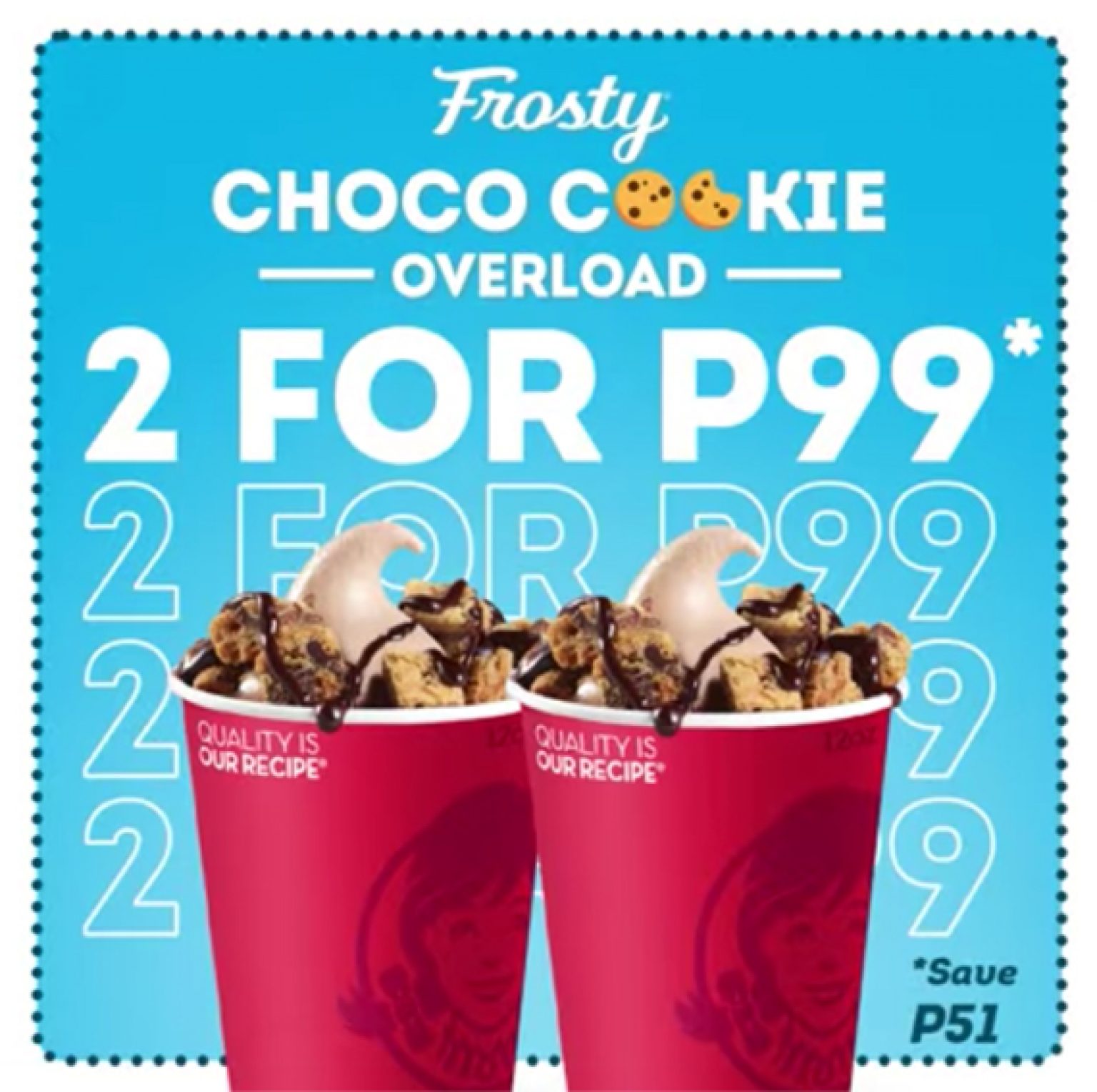 Wendy's - 10.10 Deal: Two Frosty Choco Cookie Overload for ₱99 | Deals ...