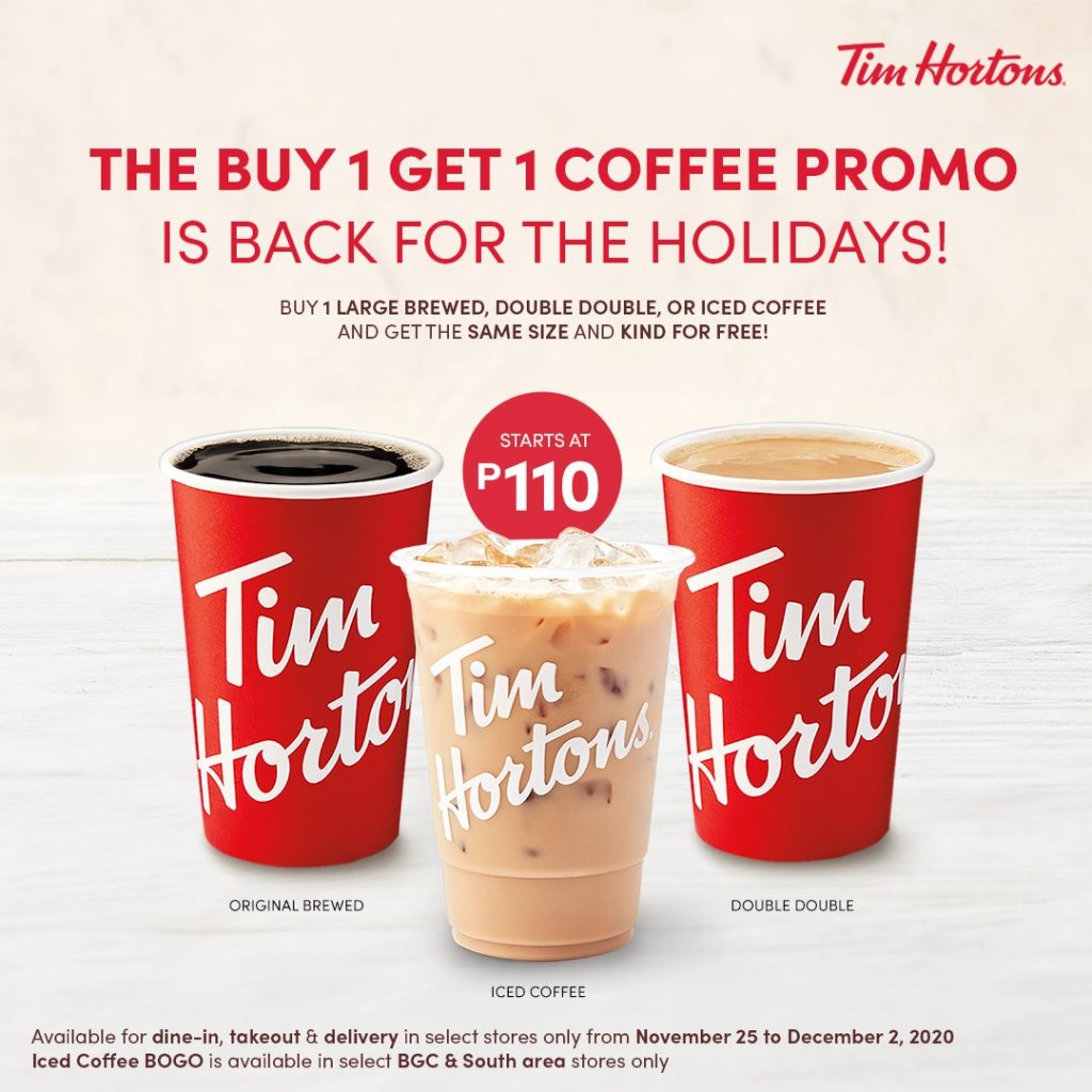 Tim Hortons - Buy 1, Get 1 Coffee Promo | Deals Pinoy