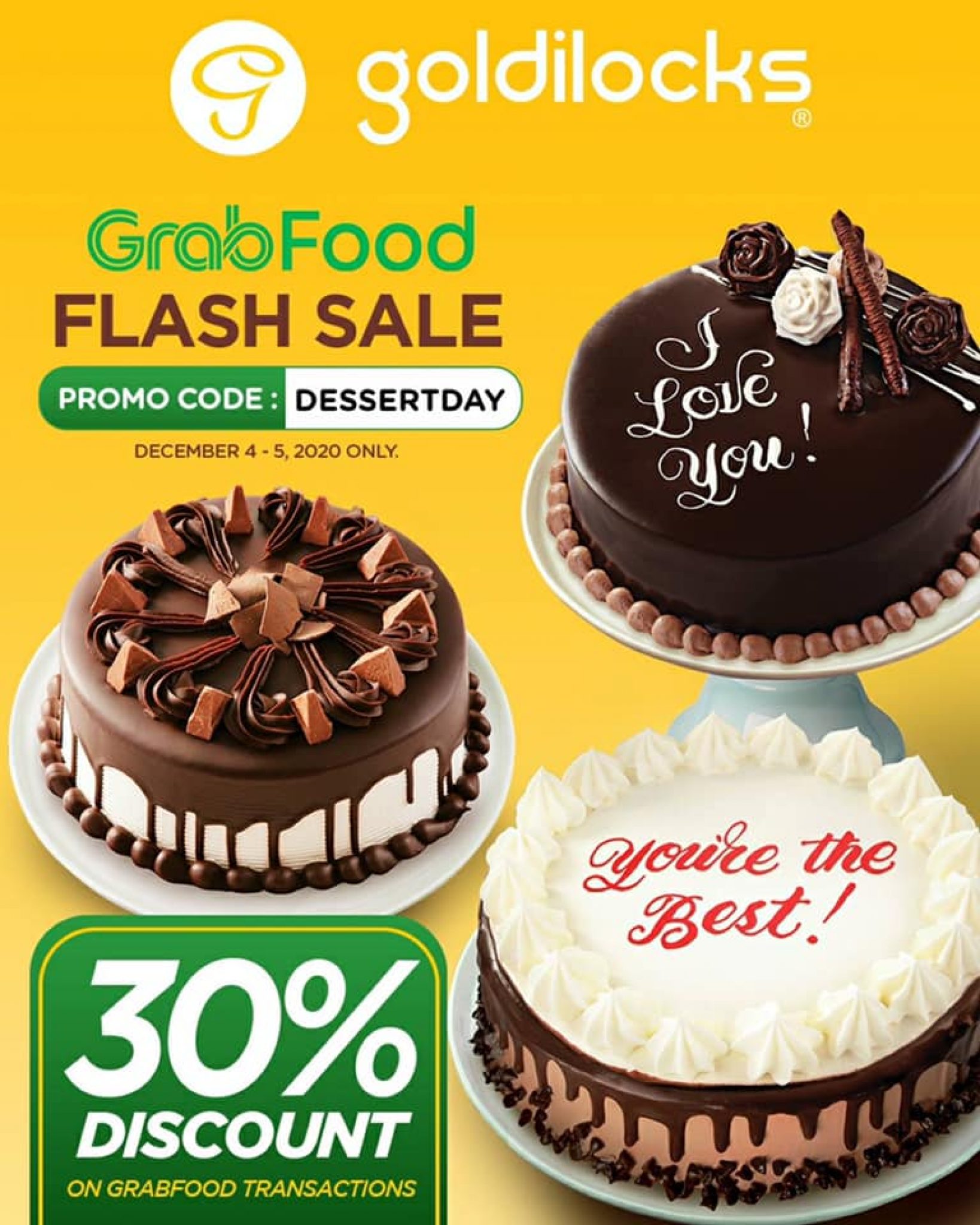 Goldilocks - Flash Sale: Get 30% Discount on Orders via GrabFood ...