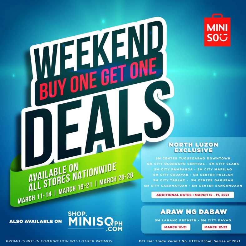 Miniso - Weekend Buy 1 Get 1 Deals | Deals Pinoy