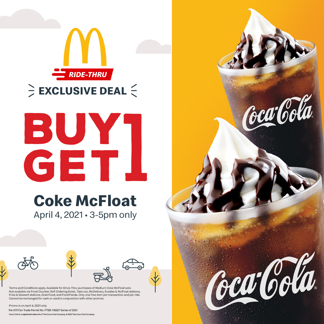 McDonald's - Ride-Thru Deal: Buy 1 Get 1 Coke McFloat | Deals Pinoy