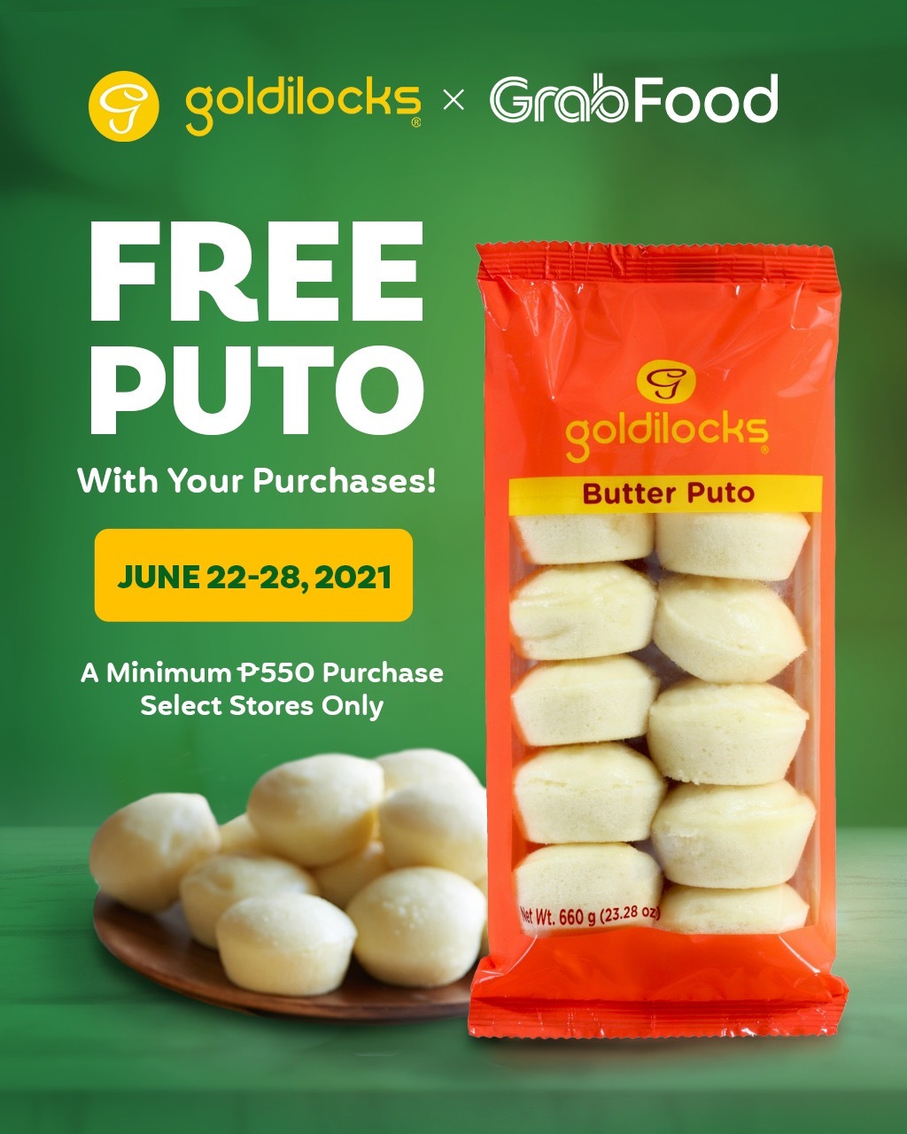 Goldilocks - Get FREE Butter Puto on Orders via GrabFood | Deals Pinoy