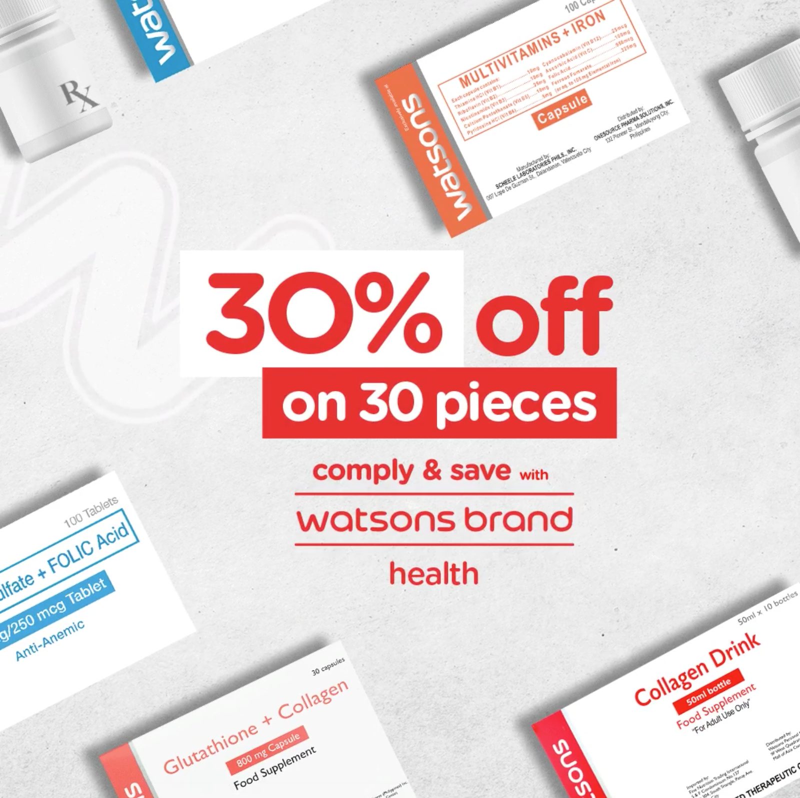 Watsons - Get 30% Off on 30 Pieces Watsons Generics | Deals Pinoy