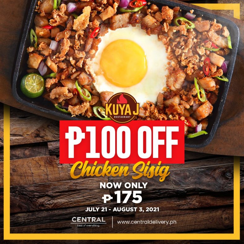 Kuya J Restaurant - Chicken Sisig for P175 Promo | Deals Pinoy
