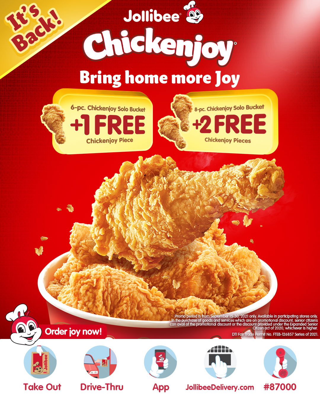 Jollibee - September FREE Chickenjoy Promo | Deals Pinoy