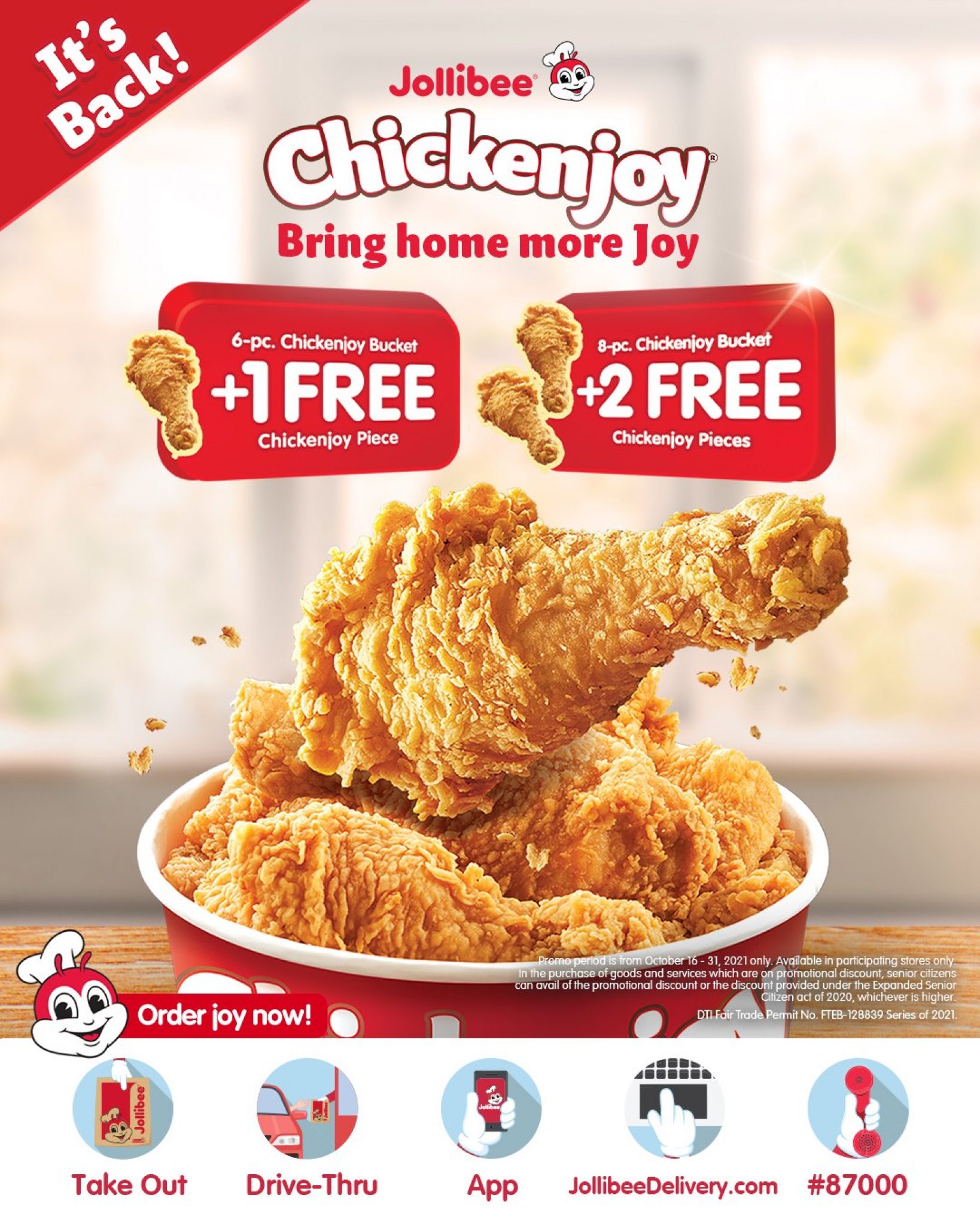 Jollibee - 6+1 and 8+2 Chickenjoy October Promo | Deals Pinoy