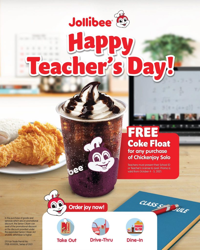 Jollibee - Happy Teacher's Day FREE Coke Float Promo | Deals Pinoy