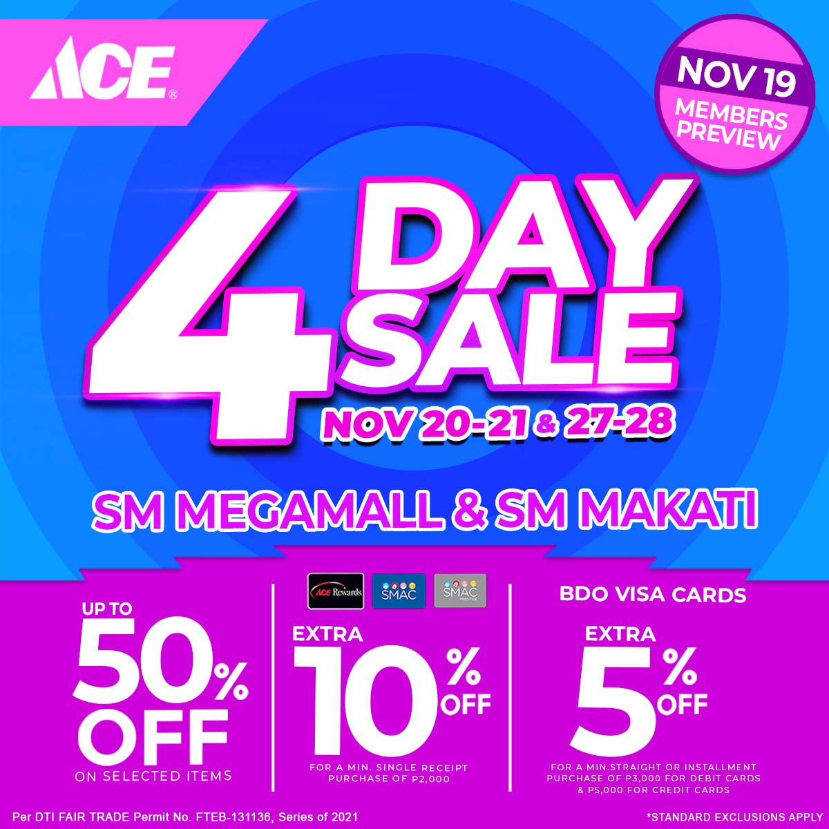 ACE Hardware - SM Megamall and Makati 4-Day Sale: Get Up to 50% Off ...