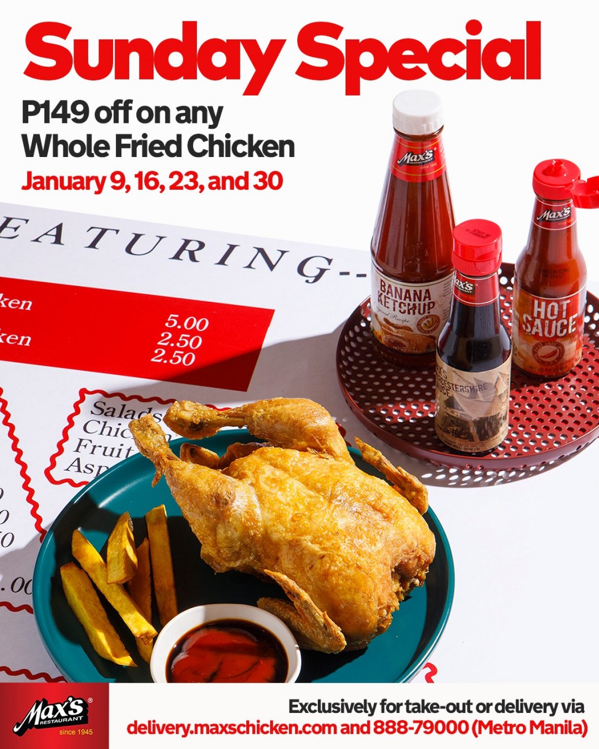Max's - Sunday Special Promo: Get P149 Off on Any Whole Fried Chicken ...