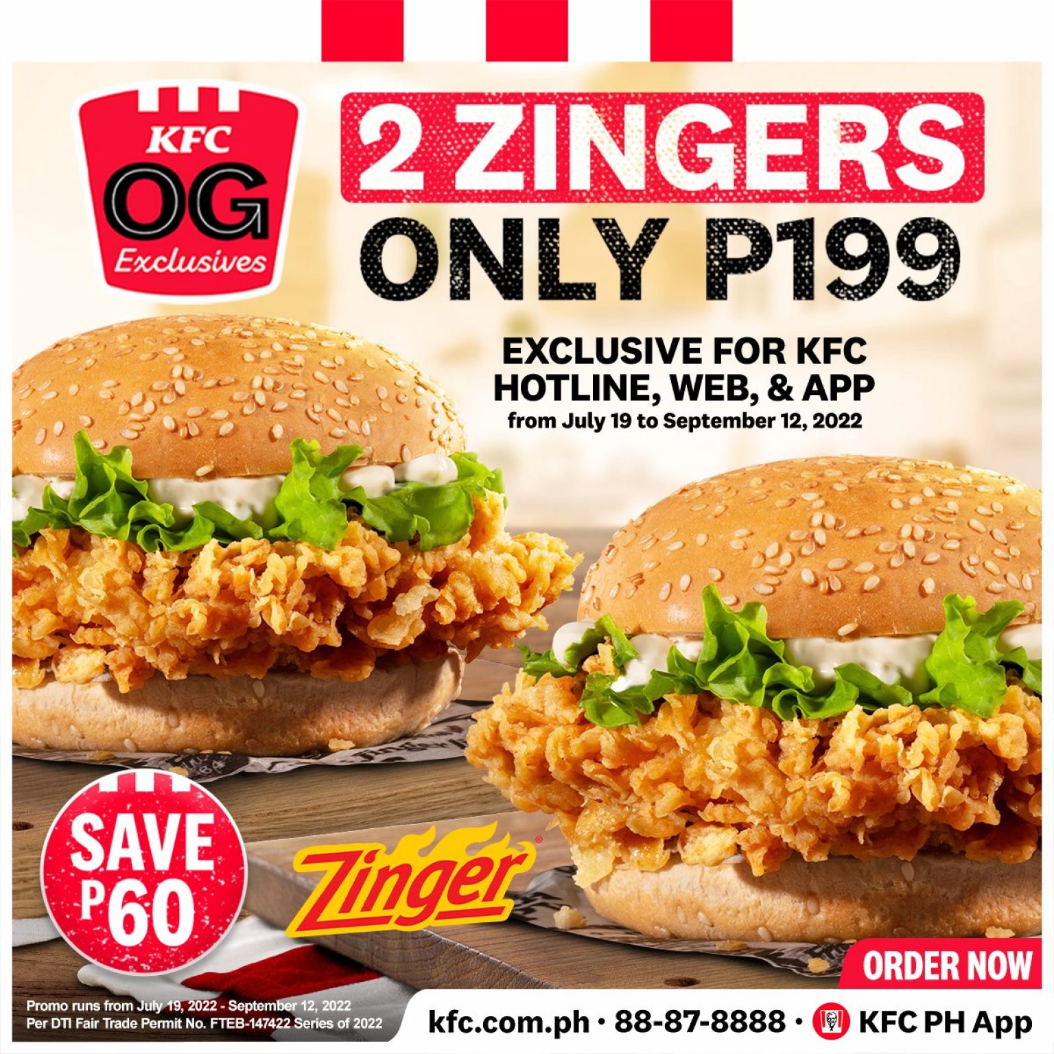 KFC - OG Exclusives: 2 Zingers for P199 Promo | Deals Pinoy