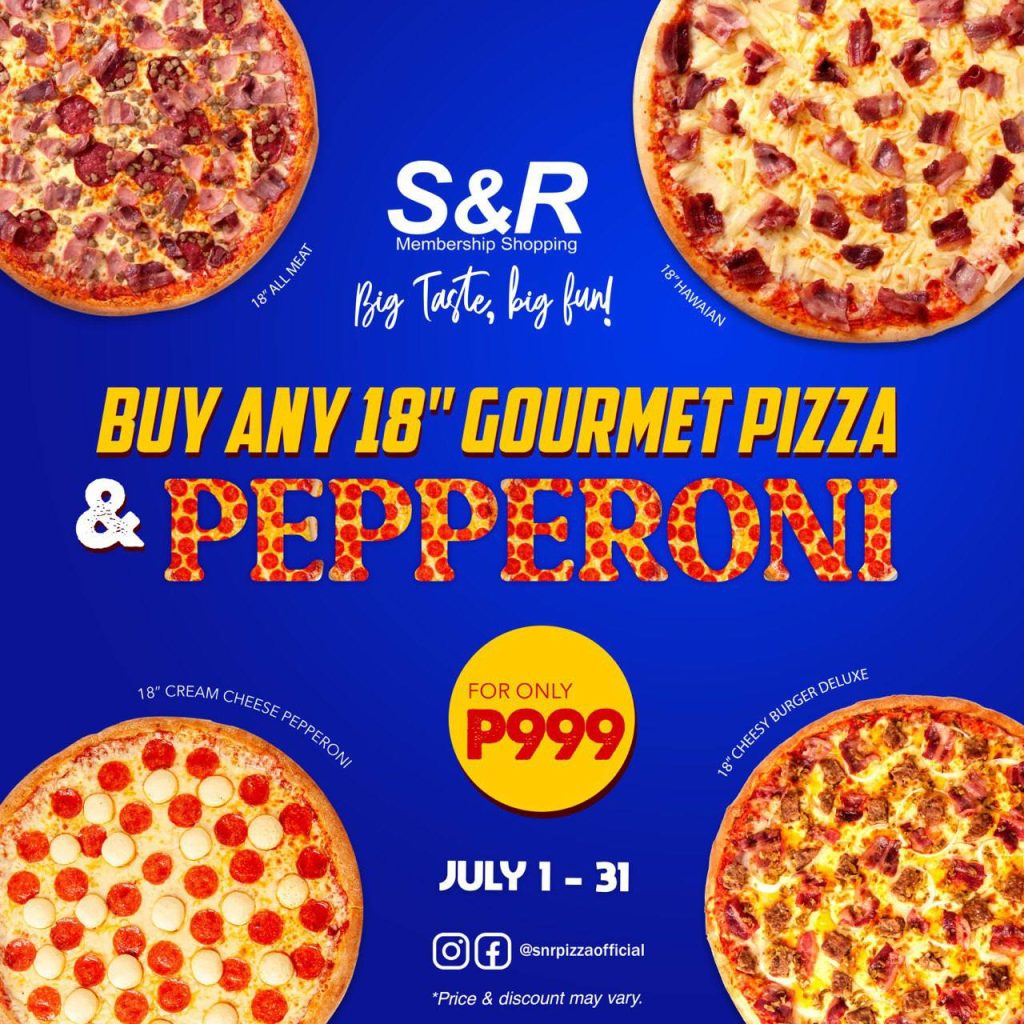 S&R - Buy 1 Get 1 Pizza for P999 Promo | Deals Pinoy