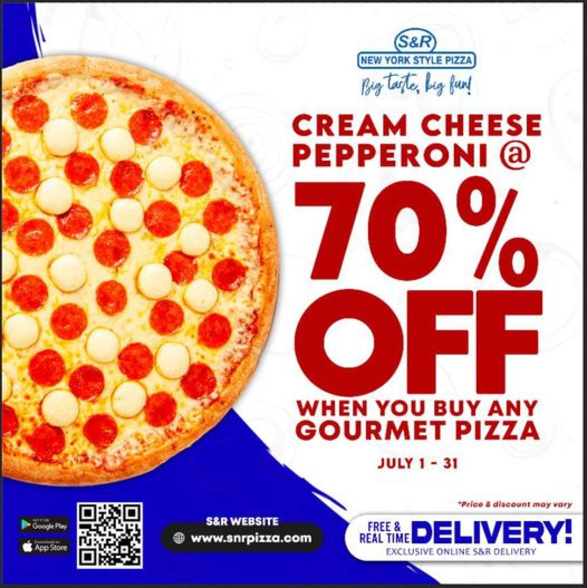 S&R New York Style Pizza - Cream Cheese Pepperoni Pizza Deal | Deals Pinoy