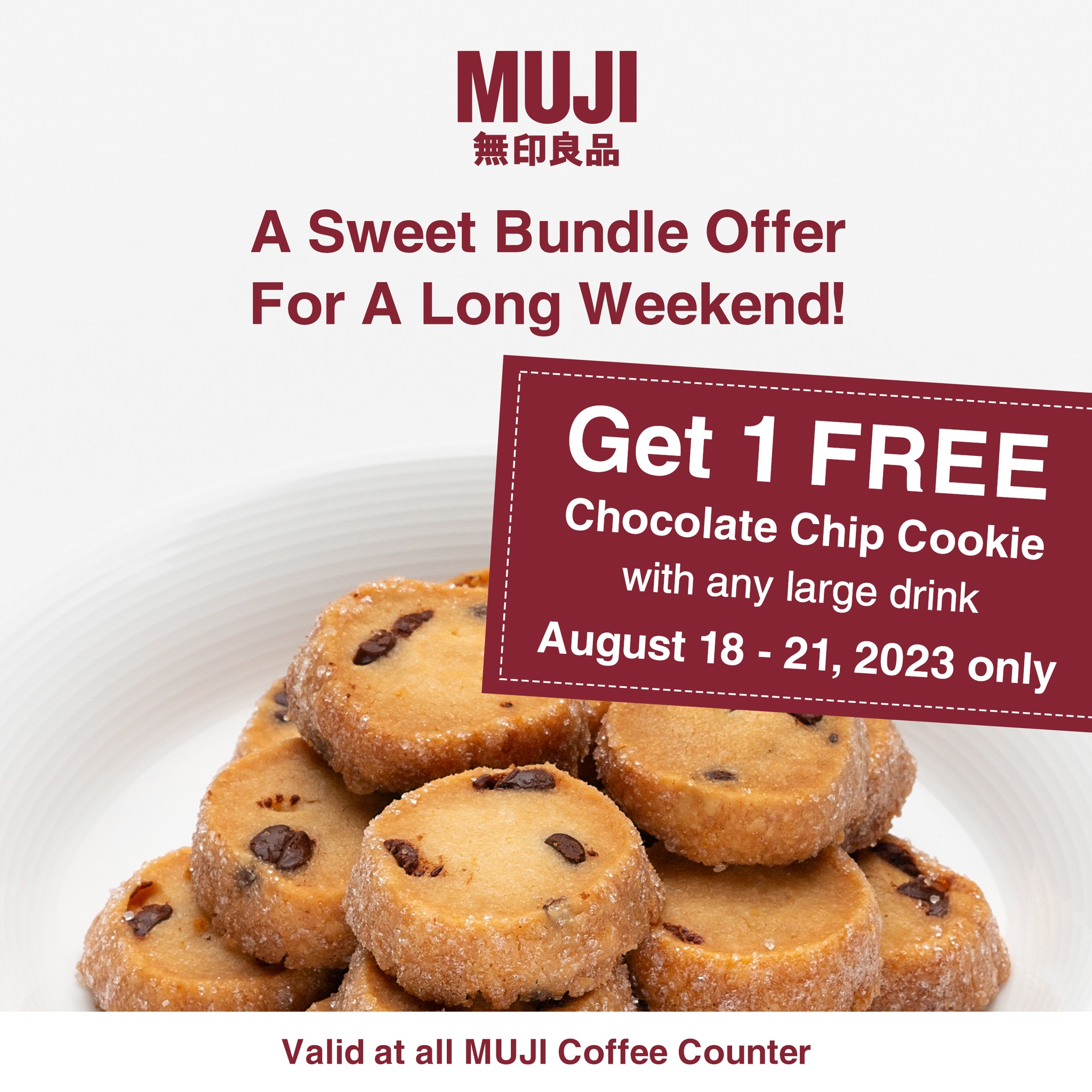 MUJI FREE Chocolate Chip Cookie Weekend Offer | Deals Pinoy