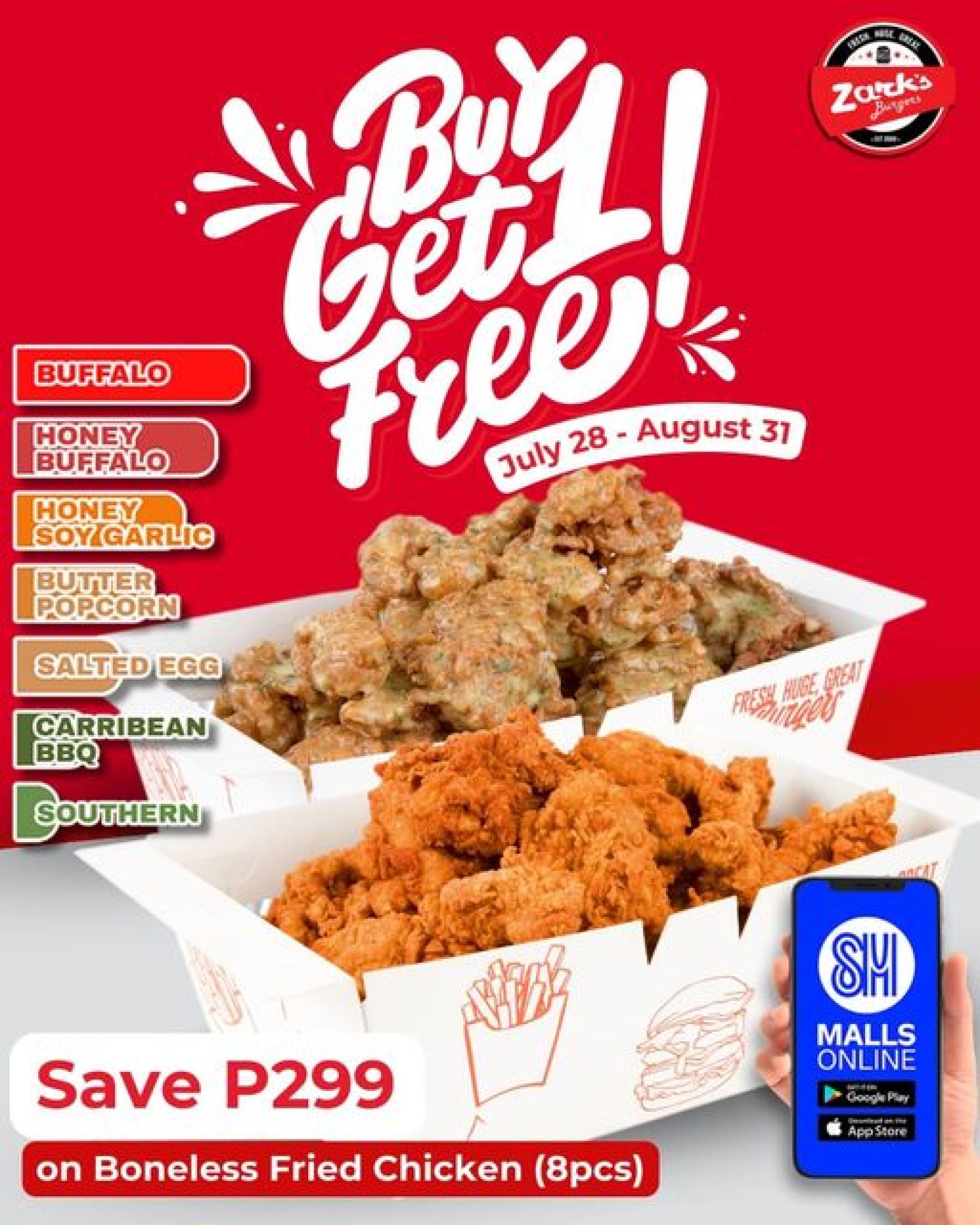Zark's Burgers - Buy 1 Get 1 Boneless Fried Chicken Promo | Deals Pinoy