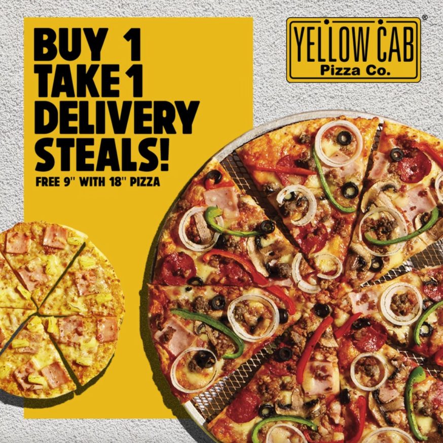 Yellow Cab Buy 1 Take 1 Delivery Steals Promo | Deals Pinoy