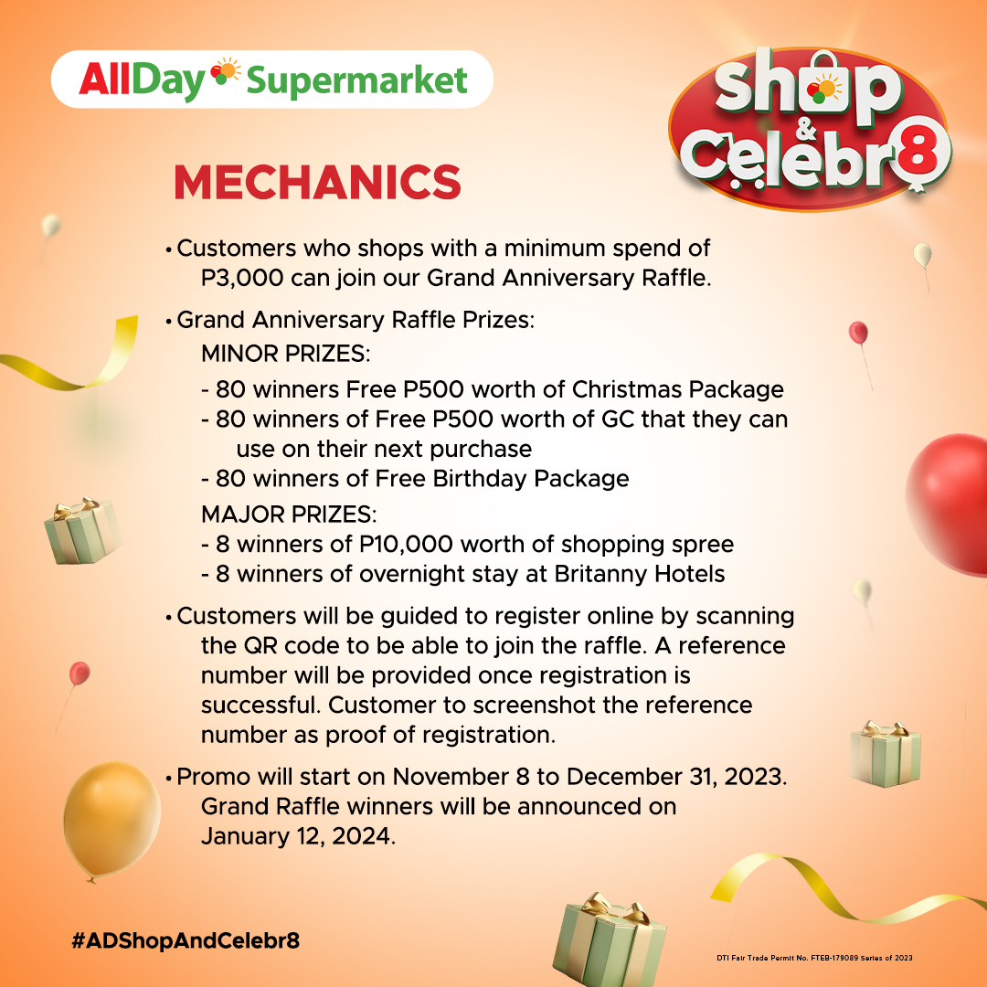 AllDay Supermarket Shop and Celebr8 Anniversary Raffle Promo | Deals Pinoy